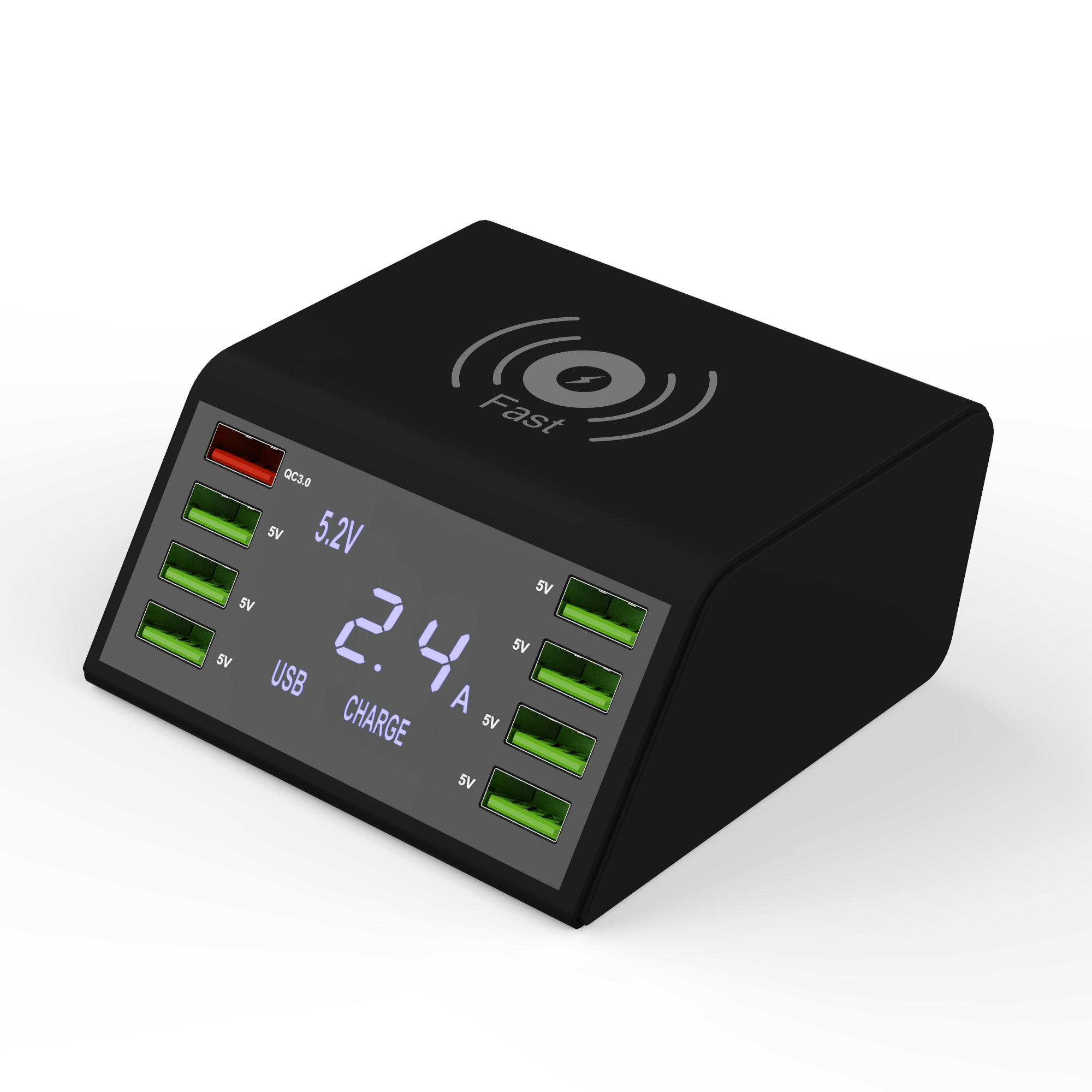 60W 8 Port USB QC 3.0 Quick Charging Fast Wireless Charger Charging ...