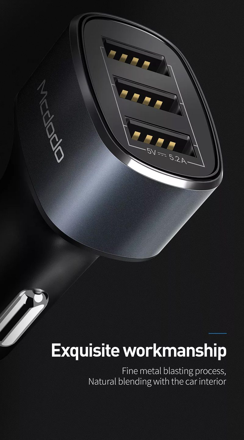 MCDODO CC-6300 5.2A Quick Charging Car Charger Vehicle Charger with 3 ...