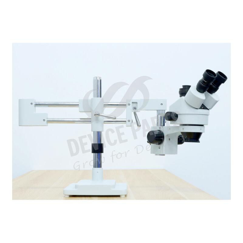 7-45x Trinocular Stereo Synchronization Microscope with Double Arm Microscope Base White