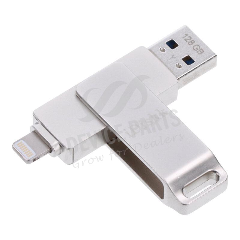 iDiskk 128GB Metal Lightning Flash Drive for iOS16/Computer