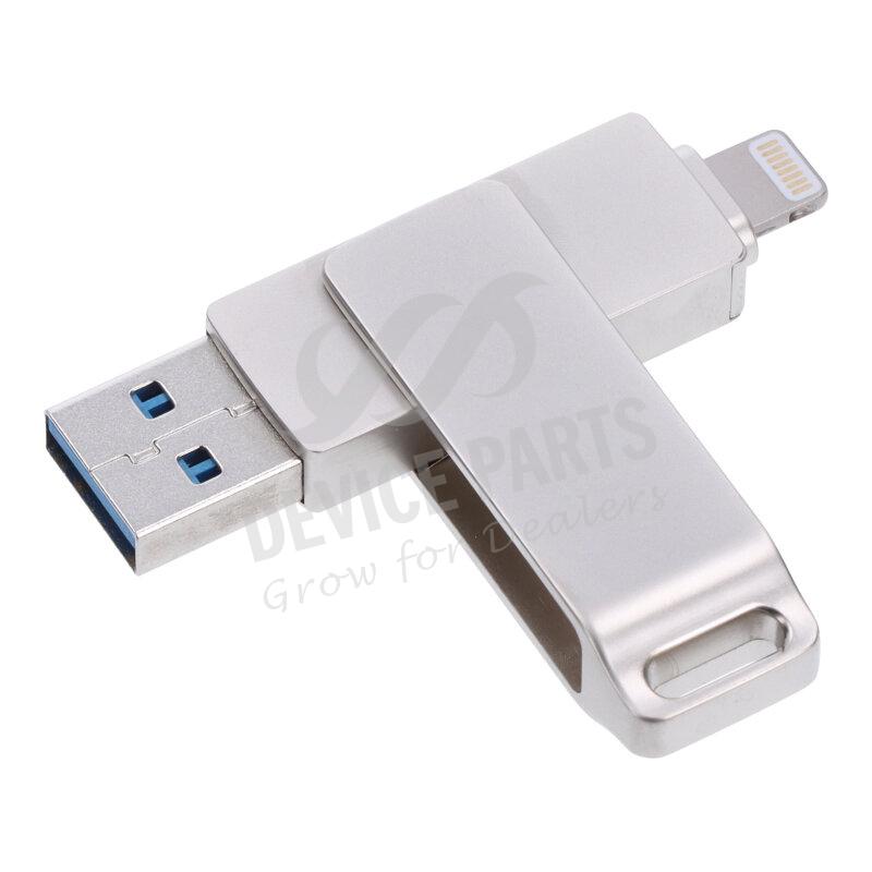 iDiskk 128GB Metal Lightning Flash Drive for iOS16/Computer