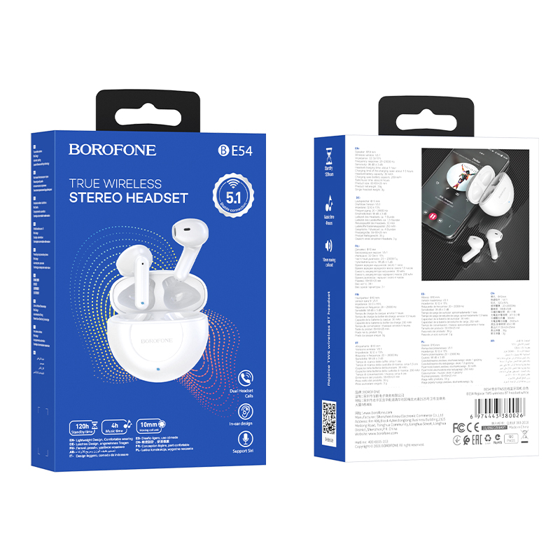 BOROFONE BE54 Wireless Bluetooth Earphone White