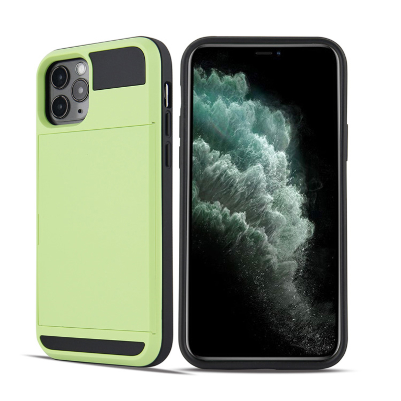 Sliding Card Slot Slim Wallet Protective Case for iPhone 12 Mini Green