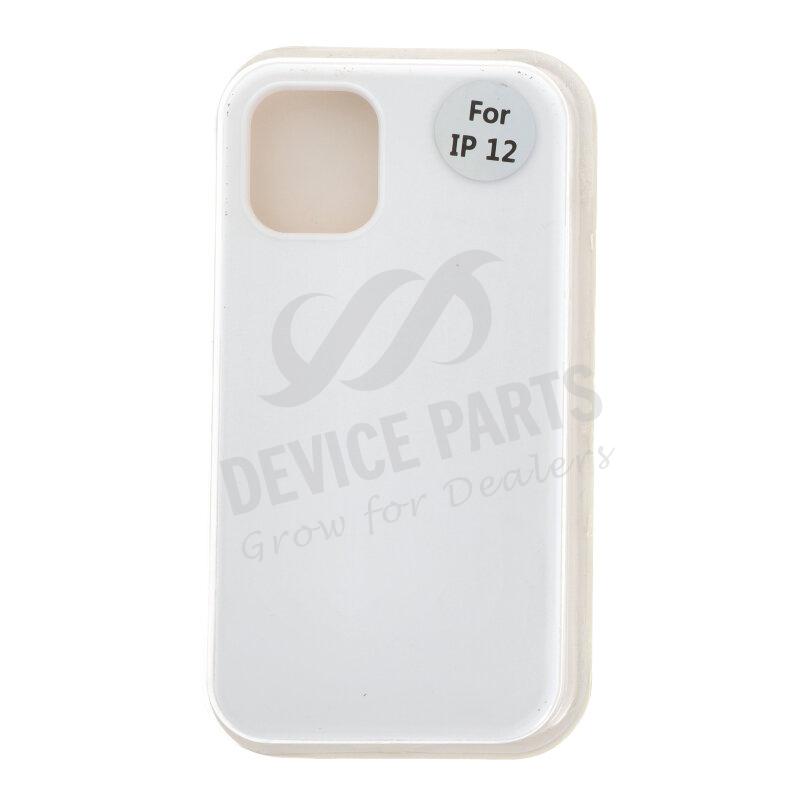 Full Pure Color Liquid Silicone Case Without Logo for iPhone 12 Mini White