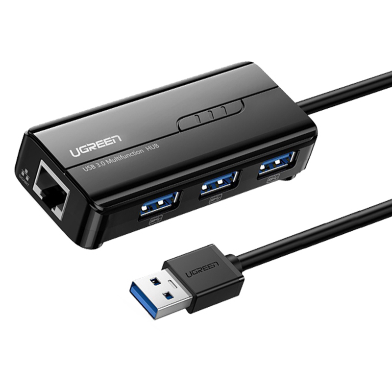 UGREEN 20265 3*USB 3.0 Hub with Gigabit Ethernet Black