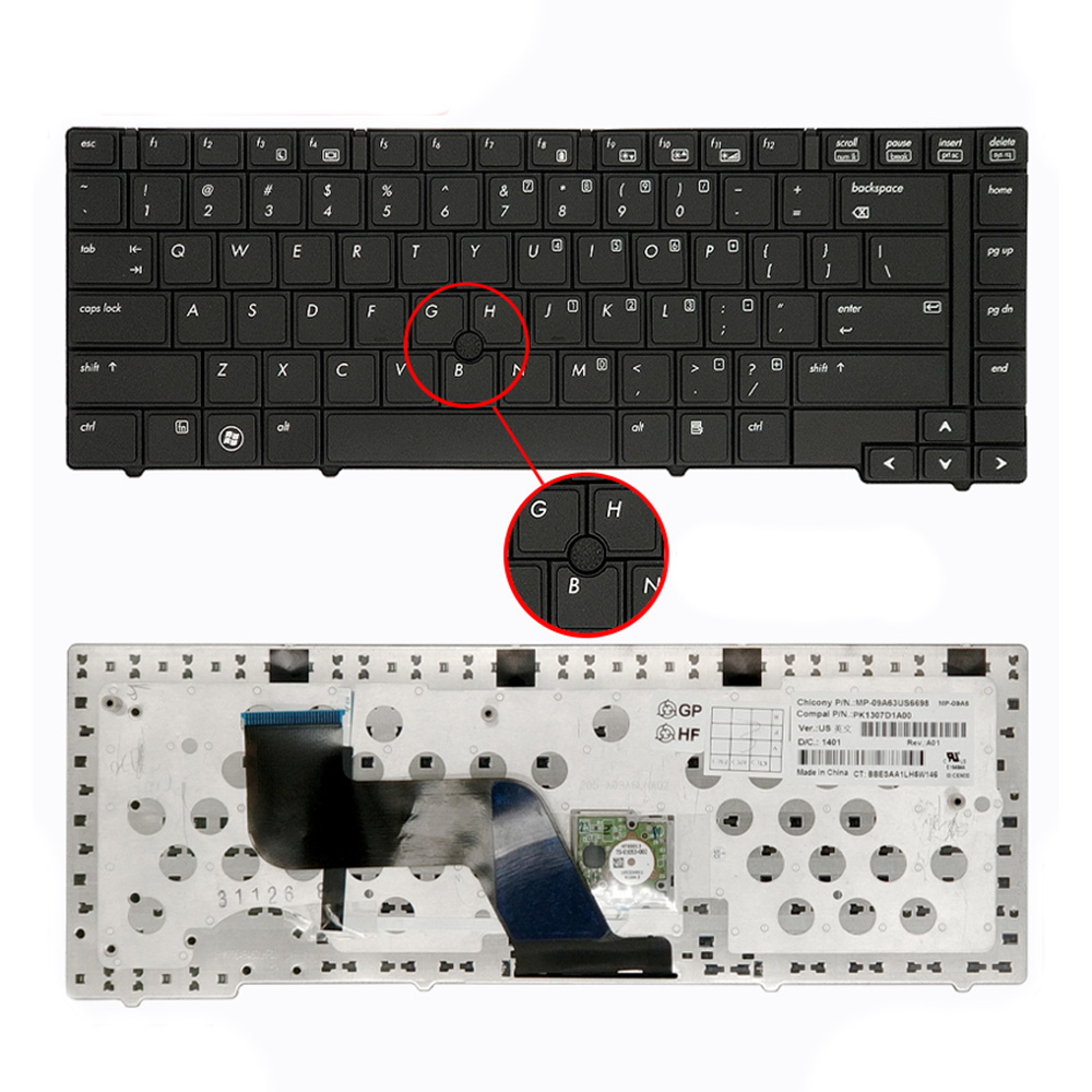 Keyboard with Pointstick for HP Elitebook 8440/8440W/8440P US Version ...