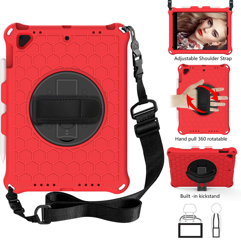 Hybrid Stand EVA + PC Case with Shoulder Belt Grip Cover for iPad Air ...
