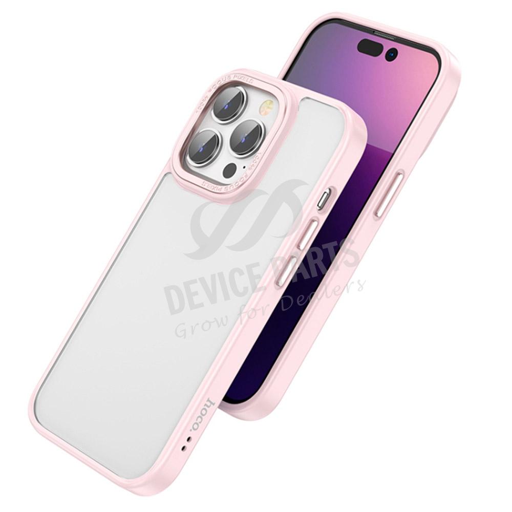 HOCO Golden Shield Frosted Phone Case for iPhone 14 Pro Max Pink