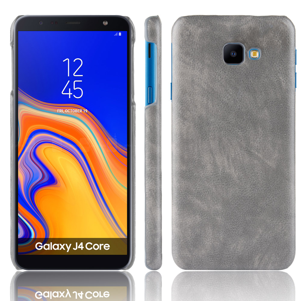 Shockproof Litchi Texture PC + PU Case for Samsung Galaxy J4 Core Gray