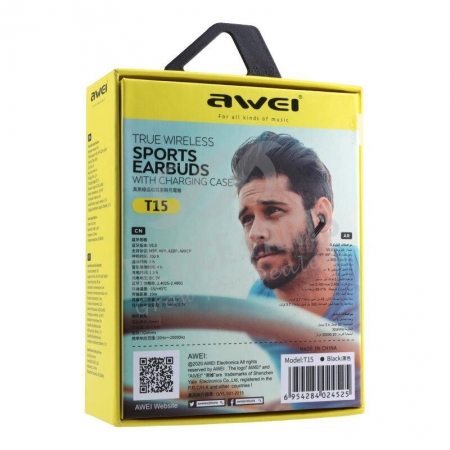 AWEI T15 TWS IPX4 Touch In-Ear Waterproof Wireless Bluetooth Earphone Black
