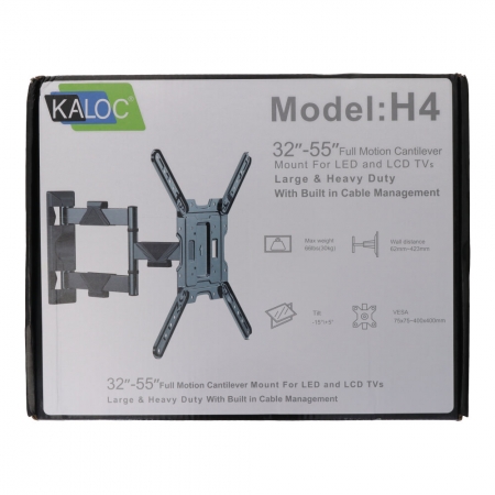 KALOC K4 90 Degree Wall Mount Telescoping Bracket for 32-55 Inch TV Black