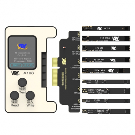 AY A108 Multi-function Repair Programmer with Battery Repair Module & iPhone 11-13 Series ...