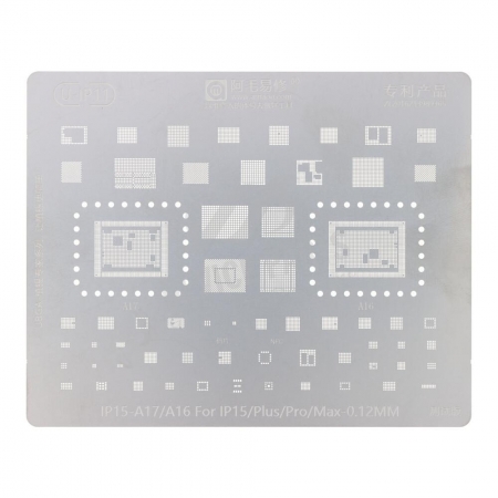 Amaoe U-IP11 0.12MM A16/A17 Universele CPU Rework Repair BGA Reballing Stencil for iPhone 15 Series